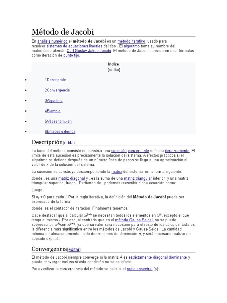 Método de Jacobi | PDF | Álgebra | Enseñanza de matemática