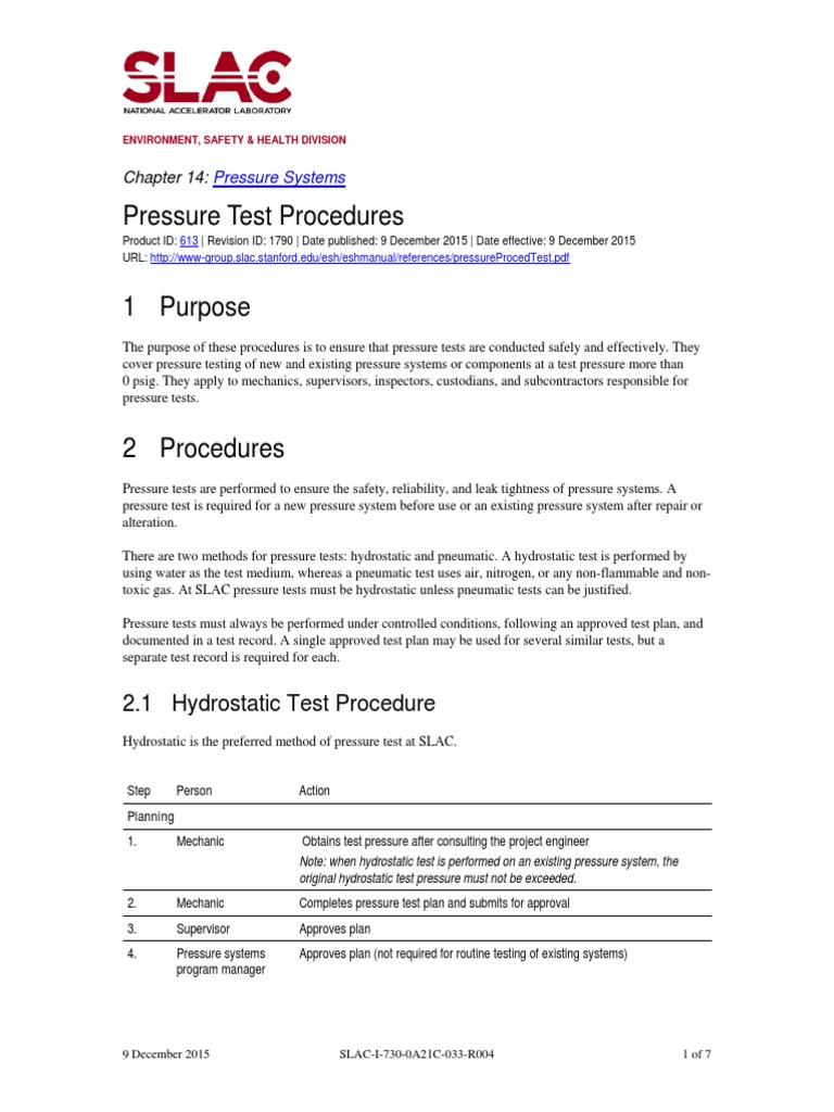 pressure testing.pdf | Leak | Safety