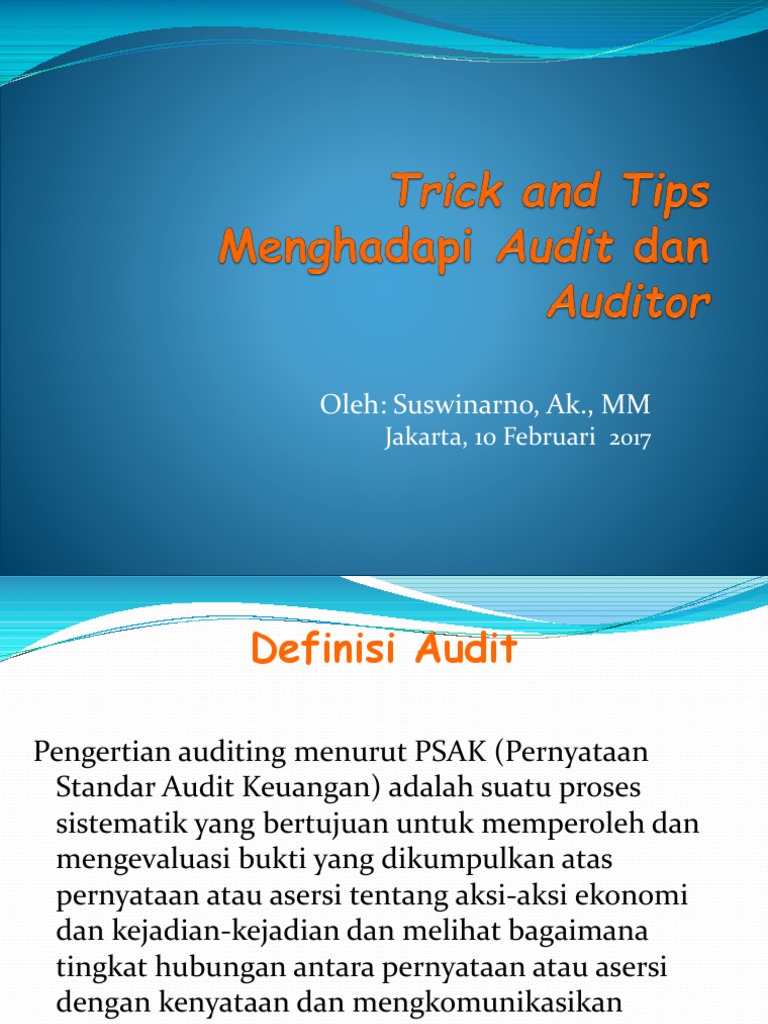 Tricks and Tips Menghadapi Audit Dan Audtor | PDF