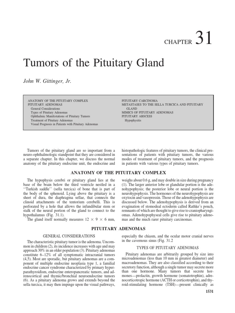 Tumors of The Pituitary Gland: John W. Gittinger, JR | PDF | Pituitary ...