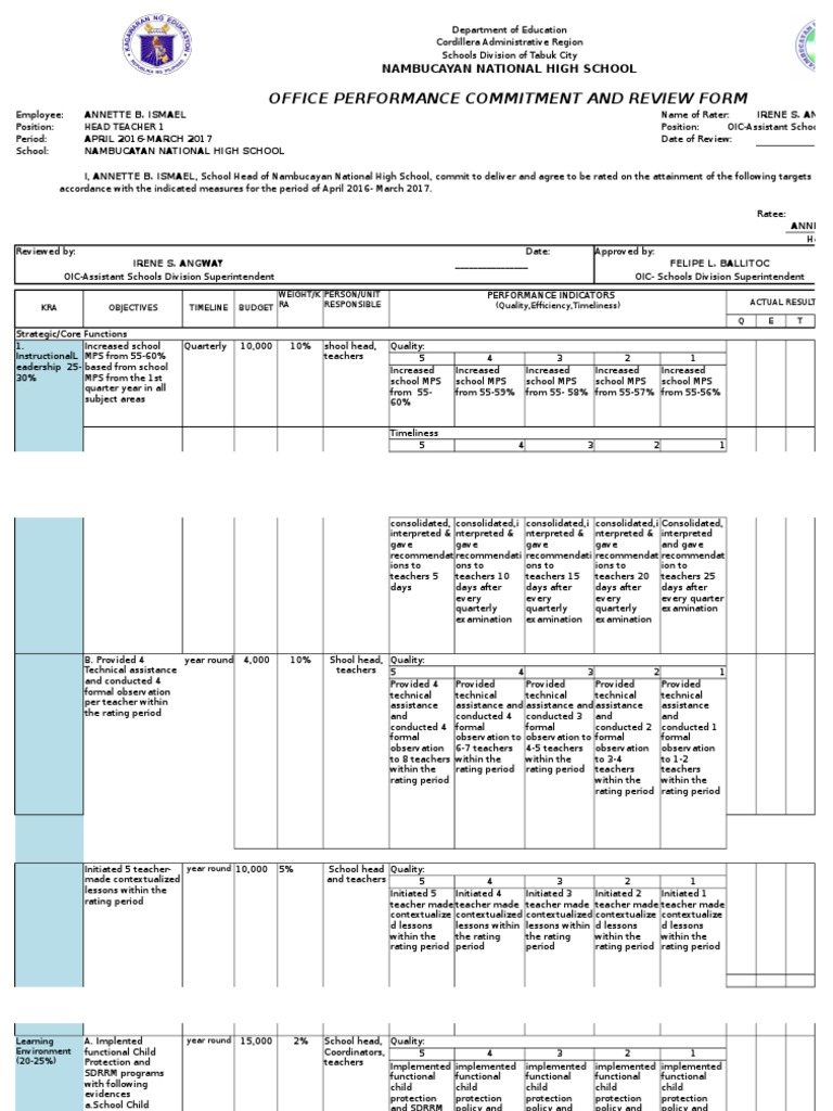 OPCRF Revised | PDF | Teachers | Business