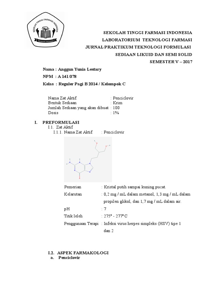 Formulasi Penciclovir Cream (Semi Solid) | PDF