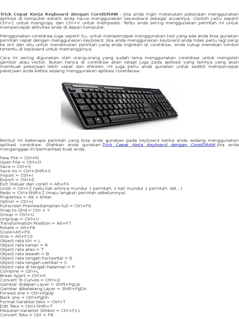 Shortcut Keyboard Efisien di CorelDRAW | PDF | Karier & Perkembangan ...