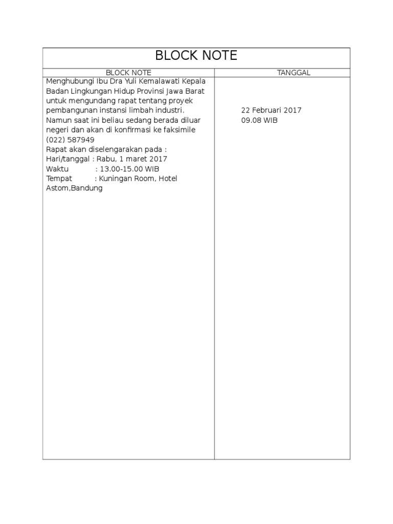 Contoh Block Note | PDF