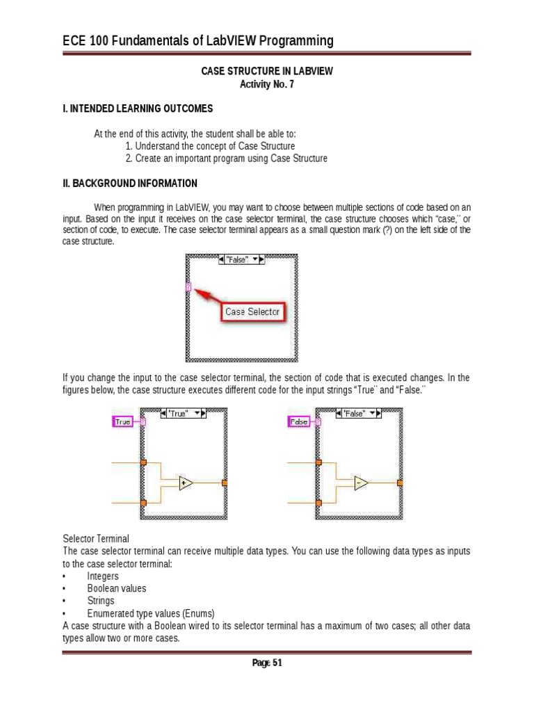 Activity 7-Case Structure in LabVIEW | Download Free PDF | Data Type ...