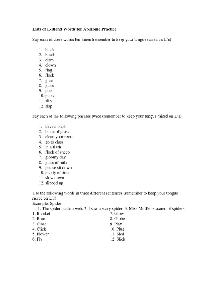 L Blend Words Phrases Sentences 2012-13-201209180951091700 | PDF ...
