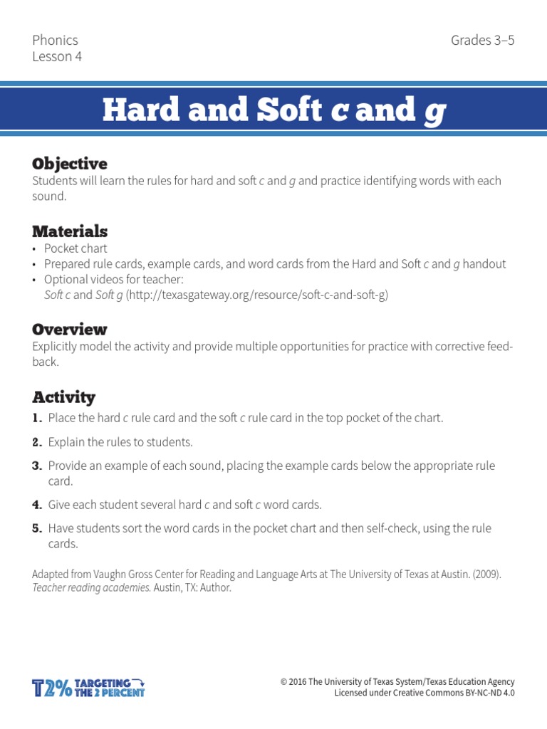 Hard and Soft C and G Phon - 3-5 - L4 | PDF | Education Theory ...