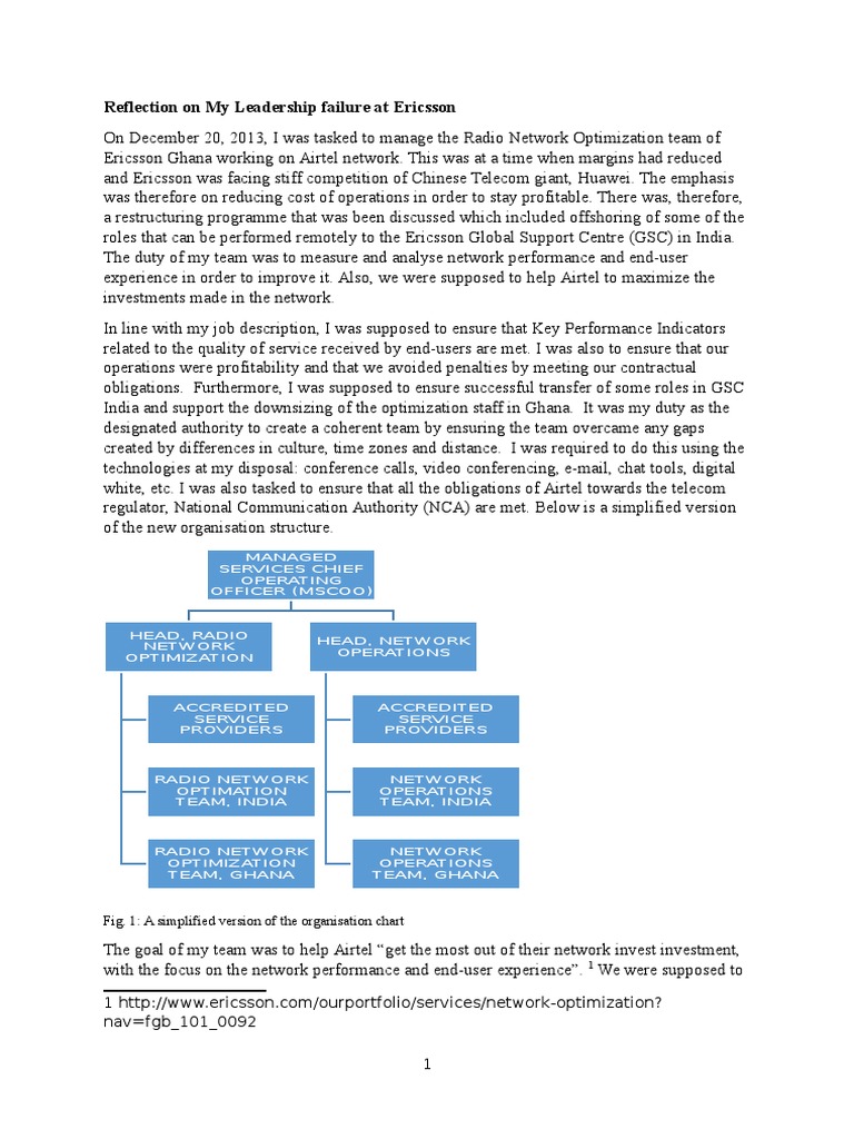 Leadership - Final Reflection Paper | PDF | Ericsson | Leadership