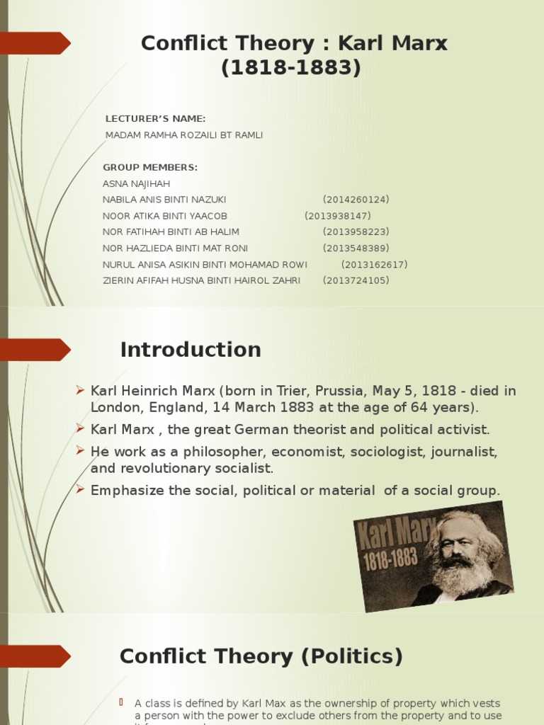 Conflict Theory - Karl Marx | PDF