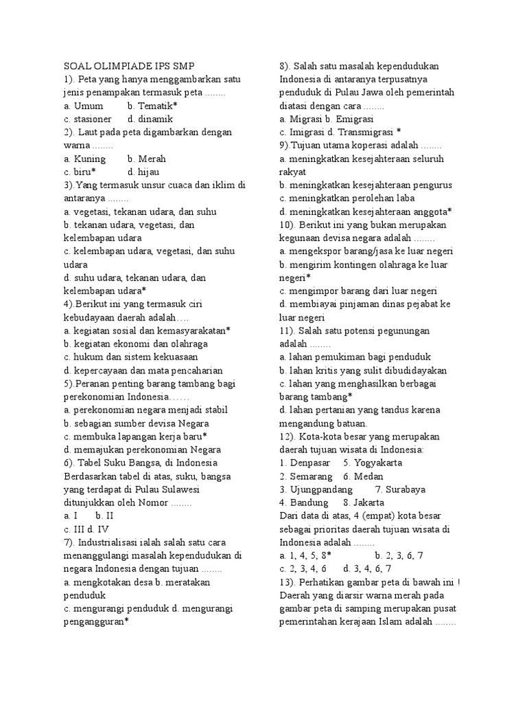 Soal Olimpiade Ips SMP | PDF