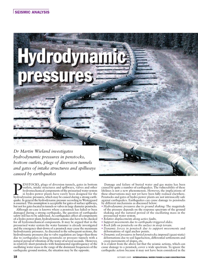 6 Paper Wieland Penstocks Hydrodynamic Pressures Due To Earthquakes PDF ...