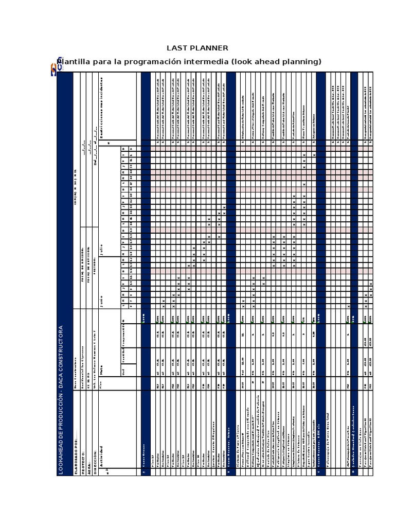 Last Planner Plantilla para La Programación Intermedia (Look Ahead ...