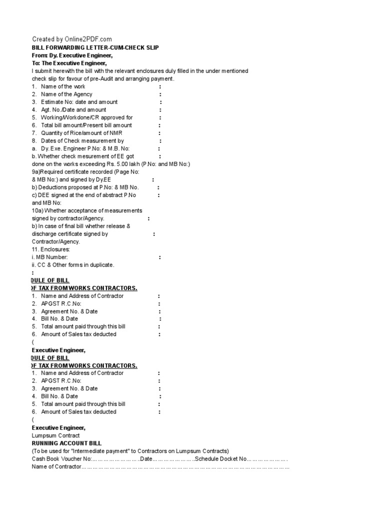 Pao Bill Form | Download Free PDF | Cheque | Government Finances
