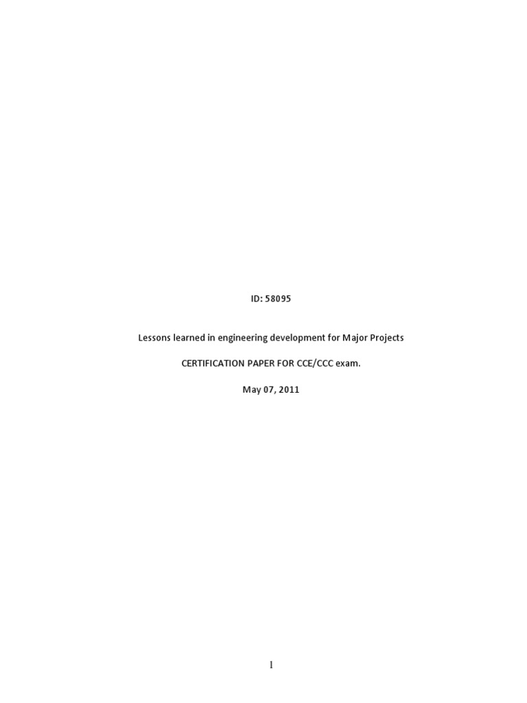 Lessons Learned in Major Project Engineering | PDF | Audit | Procurement