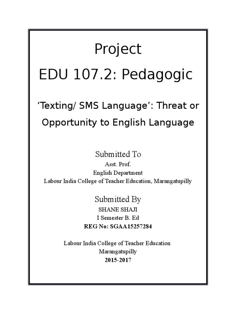 B Ed Project Front Page | PDF