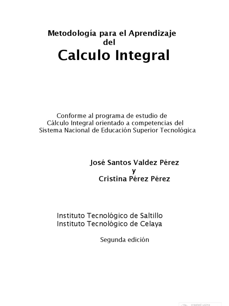 Libro Cálculo Integral 7 Julio 2010 | PDF | Integral | Maestros