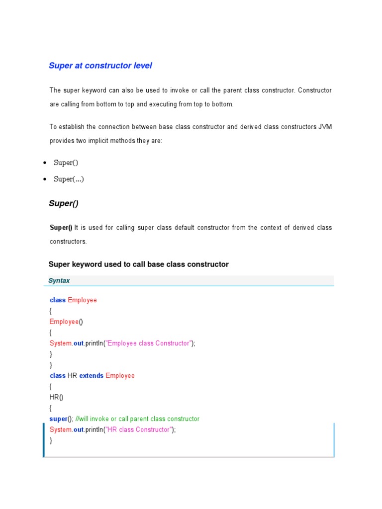 Super at Constructor Level | PDF