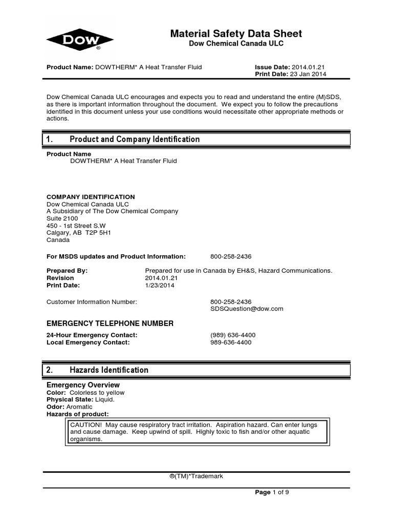 Dowtherm A | PDF | Firefighting | Fires