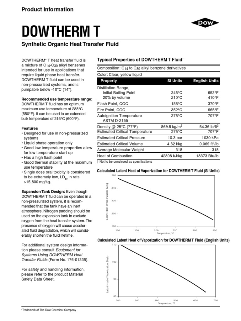Dowtherm T Pds | PDF | Heat Transfer | Latent Heat
