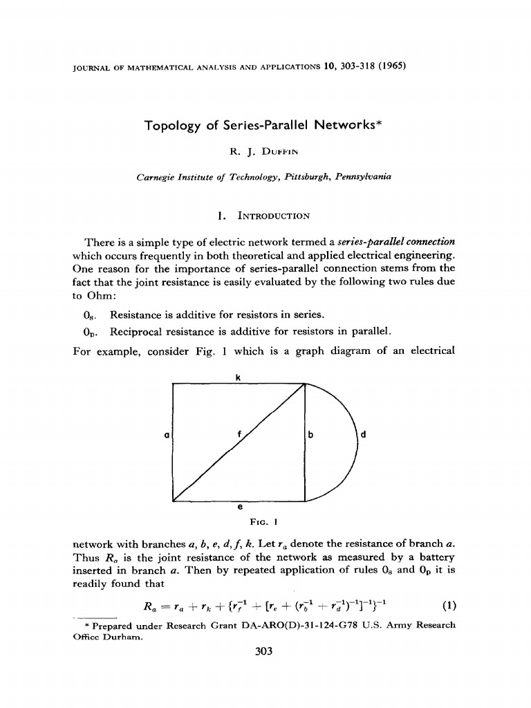 Topology of Series-Parallel Networks : Journal of Mathematical Analysis ...