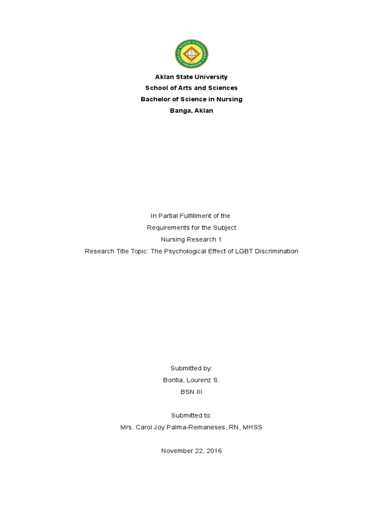 Research Topic | PDF | Lgbt | LGBTQIA+ Studies