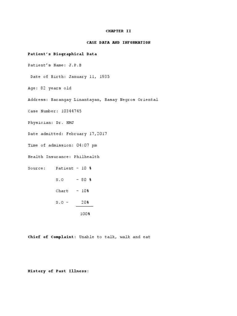 Case Data and Information Patient's Biographical Data | PDF
