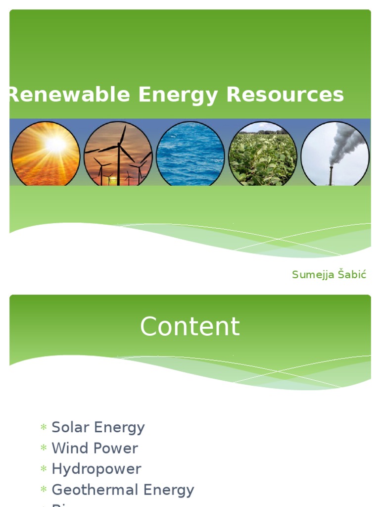 Overview of Renewable Energy Sources | PDF
