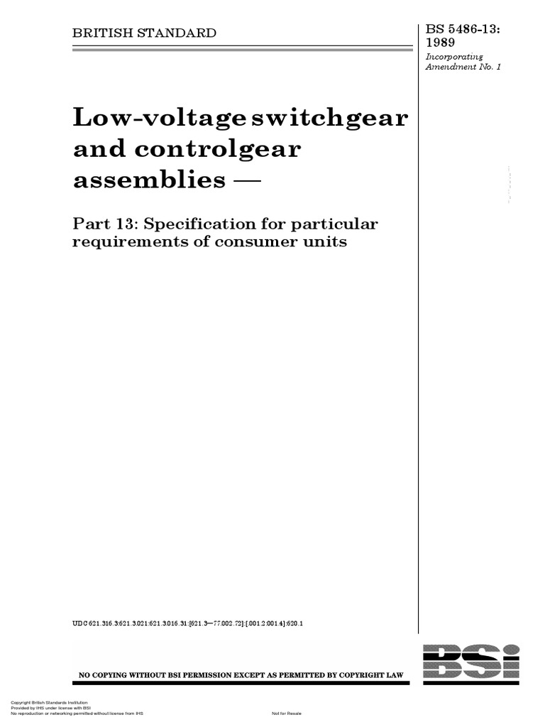 BS 5486-13 | PDF | Fuse (Electrical) | Cable