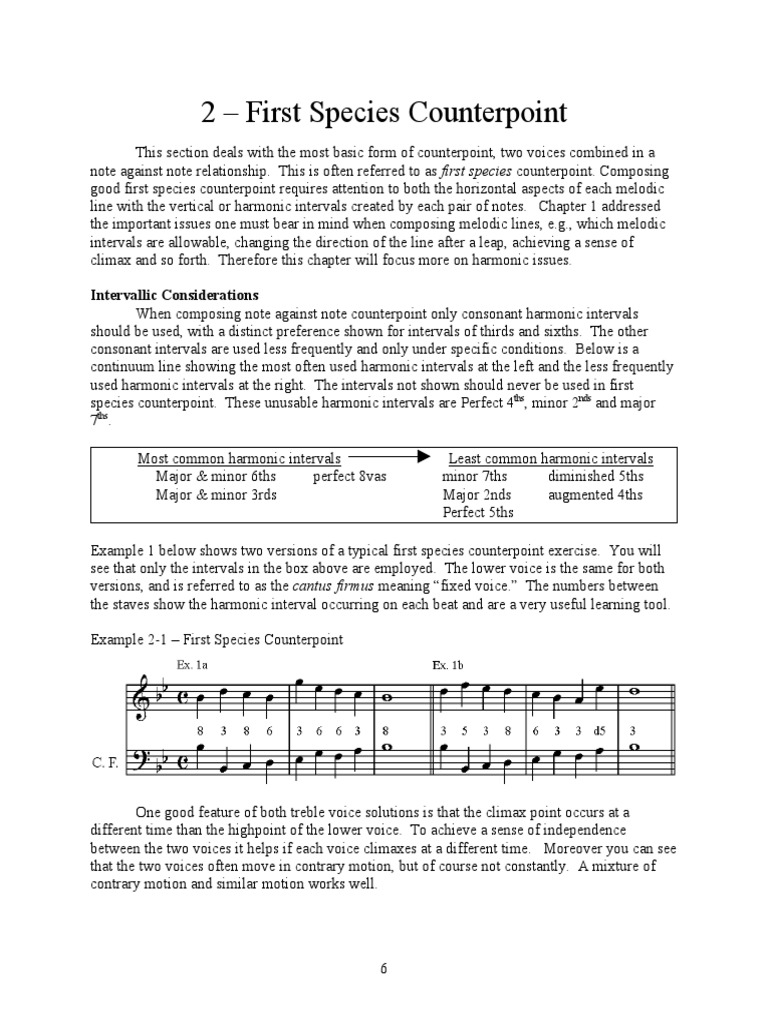 2 - First Species Counterpoint: Intervallic Considerations | PDF ...
