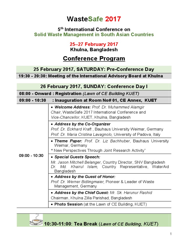 Conference Program - WasteSafe 2017 | PDF