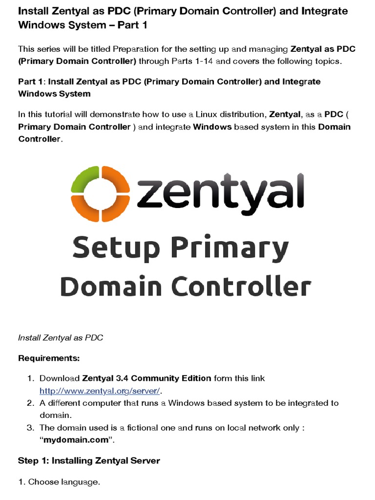 Install Zentyal As PDC (Primary Domain Controller) and Integrate Windows System - Part 1 ...