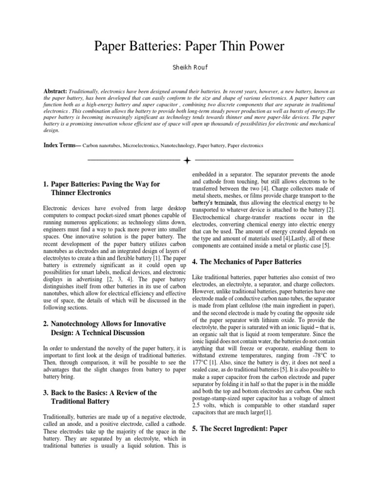 Thinner Electronics Through Paper-Thin Power: An Analysis of the ...