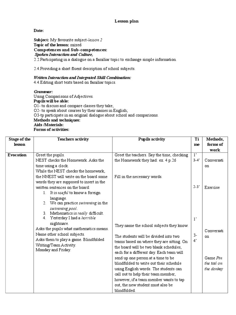 Lesson Plan: Spoken Interaction and Culture | Download Free PDF ...