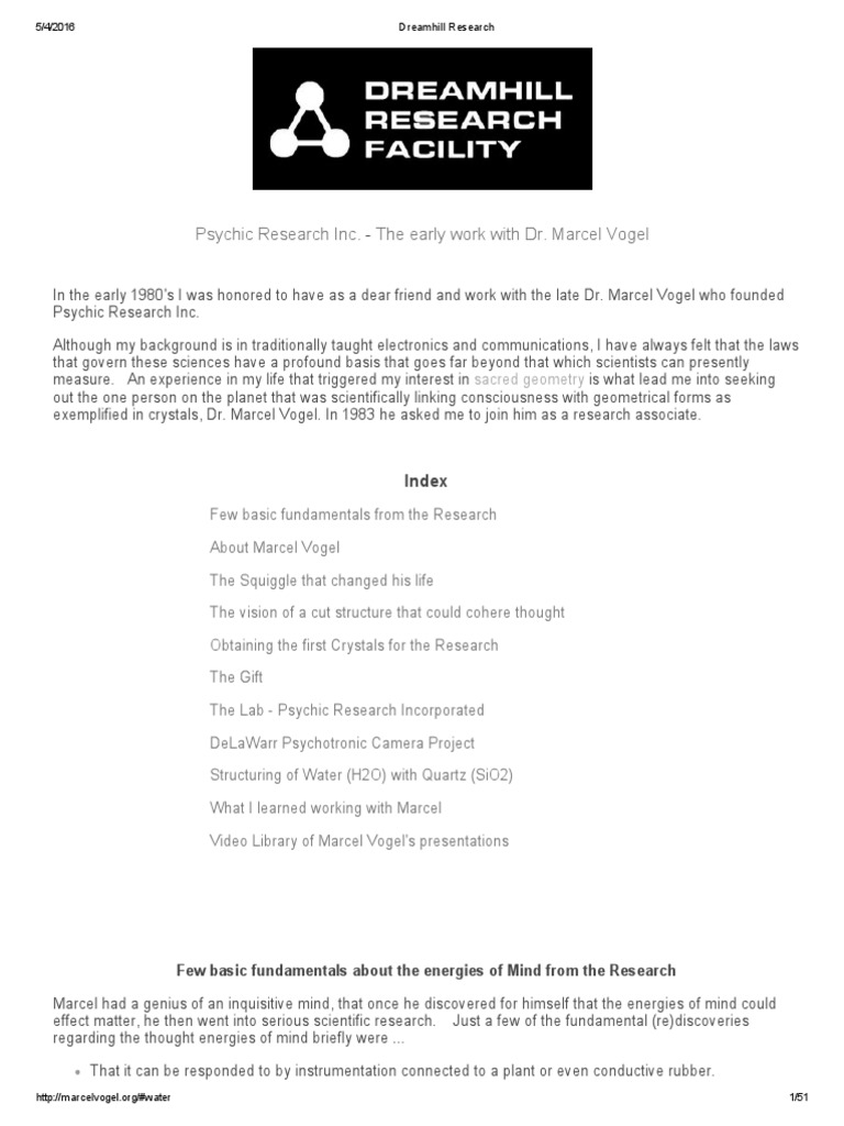 Dreamhill Research Vogel Research | PDF | Molecules | Properties Of Water