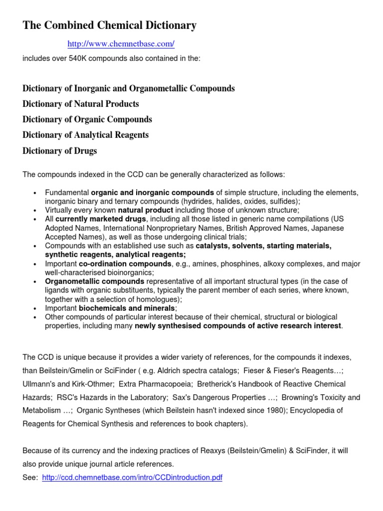 The Combined Chemical Dictionary | PDF | Chemical Substances | Chemical ...