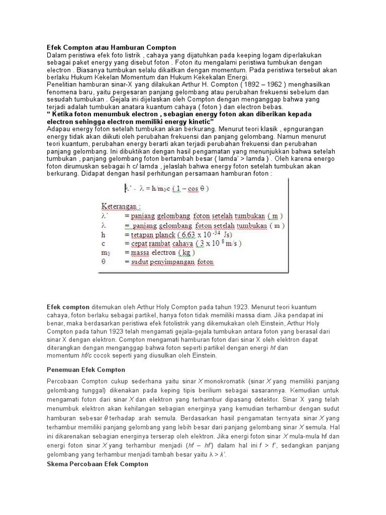 Efek Compton Atau Hamburan Compton | PDF