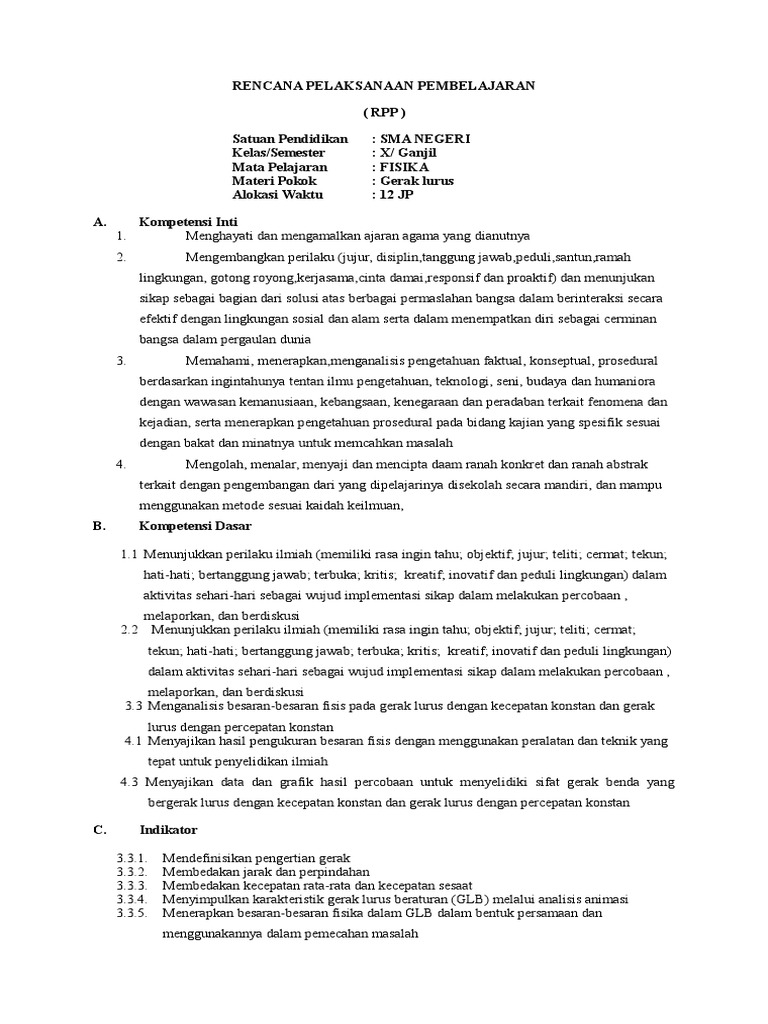 RPP GLB | PDF | Sains & Matematika