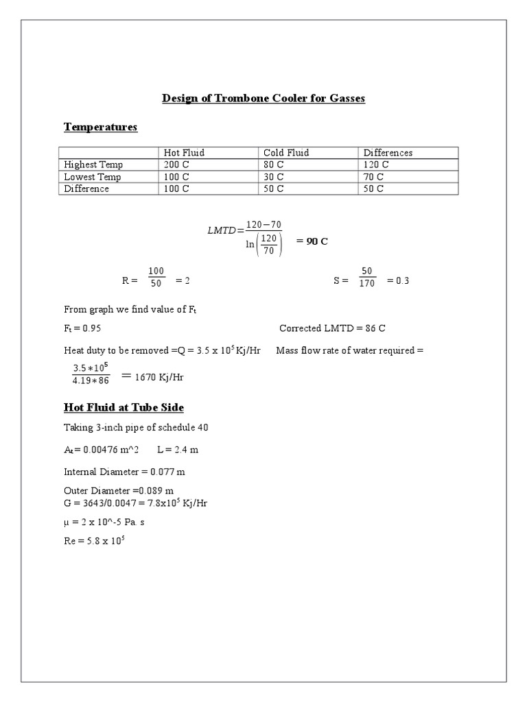 Design of Trombone Cooler For Gasses | PDF | Heat Transfer | Mechanical ...