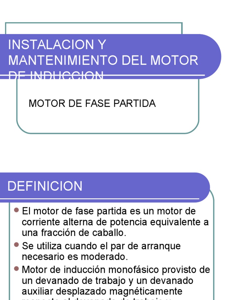 Presentacion Motor de Fase Partida | PDF | Inductor | Resistencia ...