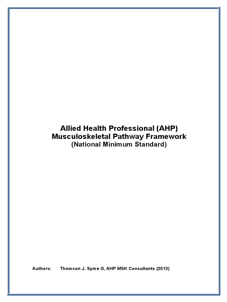 Allied Health Professional (AHP) Musculoskeletal Pathway Framework ...