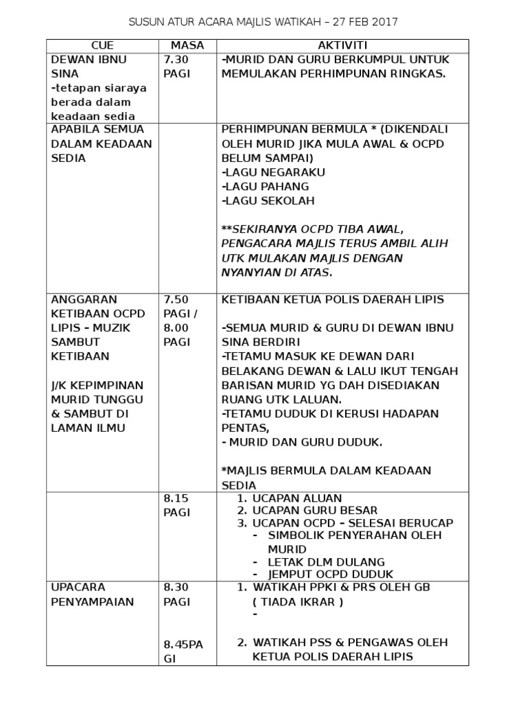 Susun Atur Acara Majlis Watikah | PDF