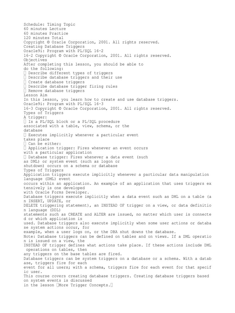 Triggers | PDF | Pl/Sql | Oracle Database