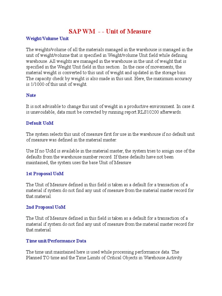 Understanding the Importance and Use of Units of Measure in SAP WM ...
