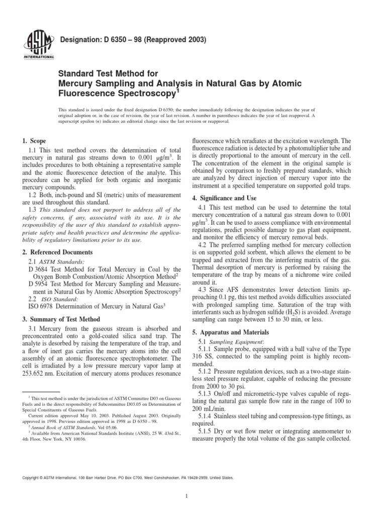 D 5954 Ref | Download Free PDF | Mercury (Element) | Gases