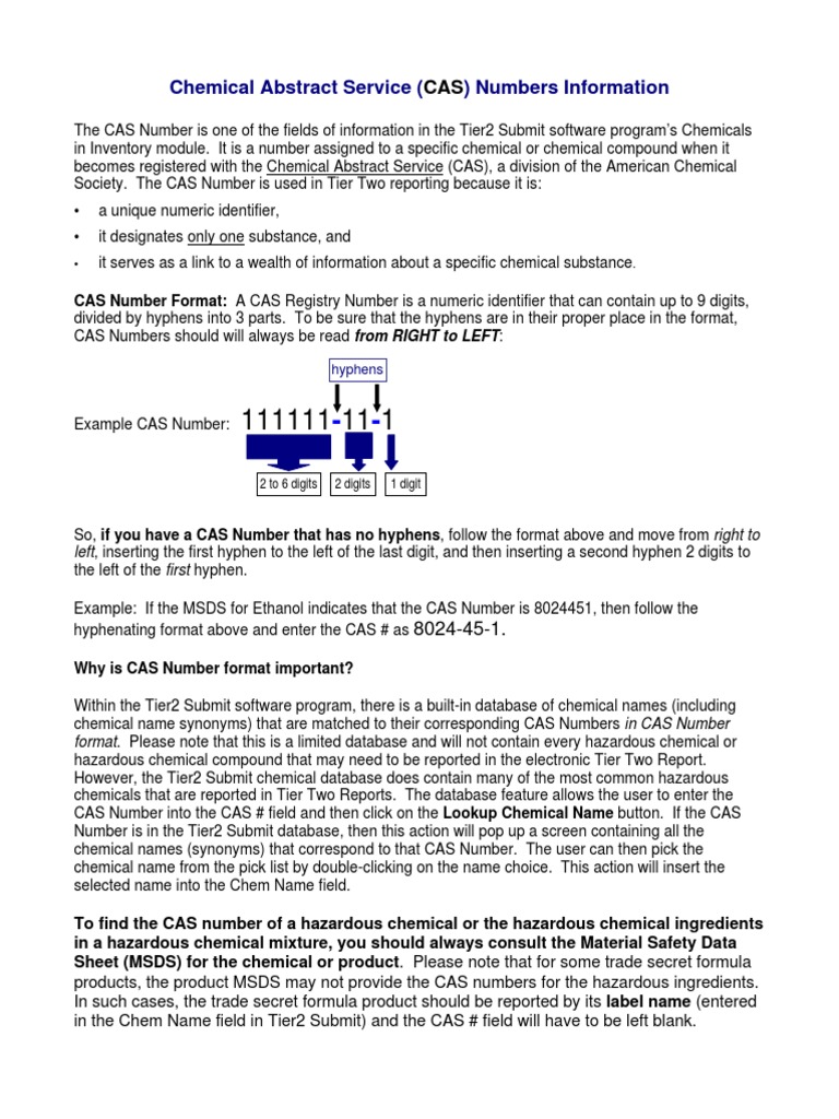 Understanding CAS Numbers: A Key to Identifying Chemicals in Tier 2 ...
