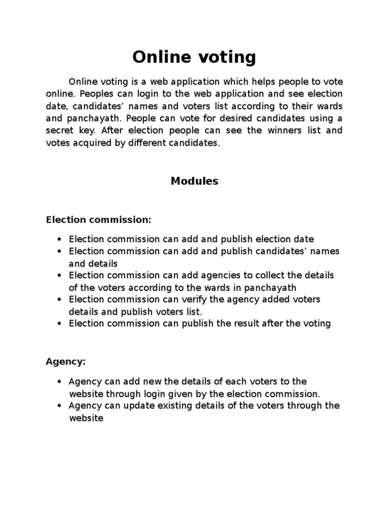 Online Voting: Modules | PDF | Electronic Voting | Websites