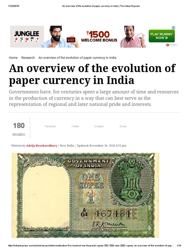 An Overview of The Evolution of Paper Currency in India - The Indian Express | PDF | Currency ...