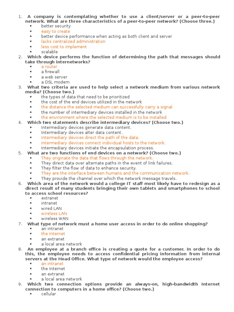 CISCO I - Exam 1a | Computer Network | Local Area Network