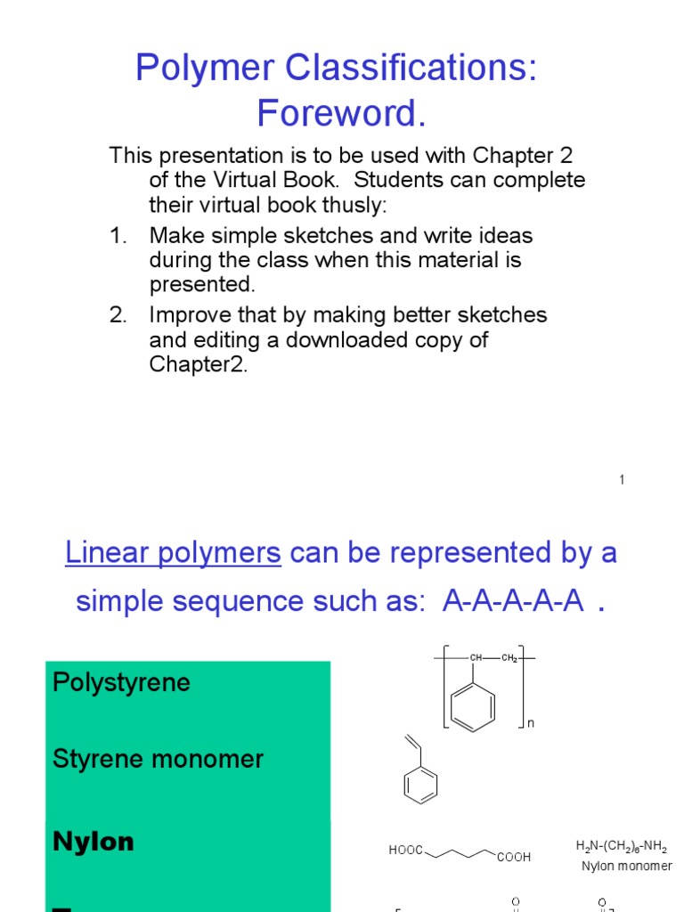 Ch2 Polymer Classifications | PDF | Directionality (Molecular Biology ...