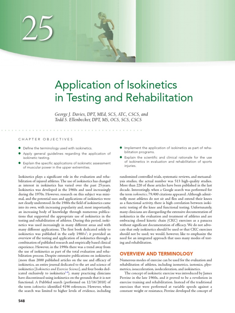 25 - Application of Isokinetics in Testing and Rehabilitation | PDF ...